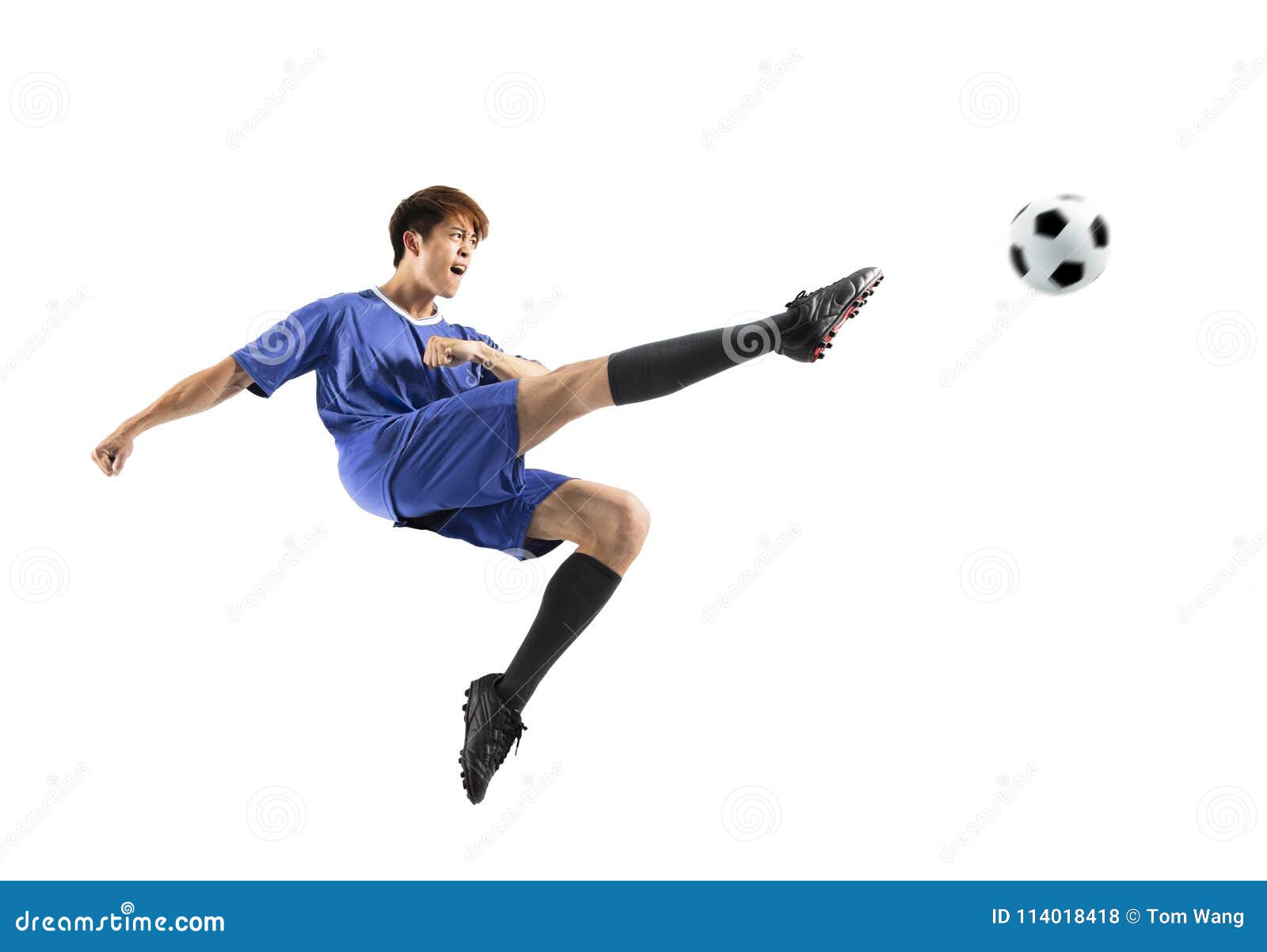 Soccer Player in Action Isolated White Background Stock Photo - Image ...