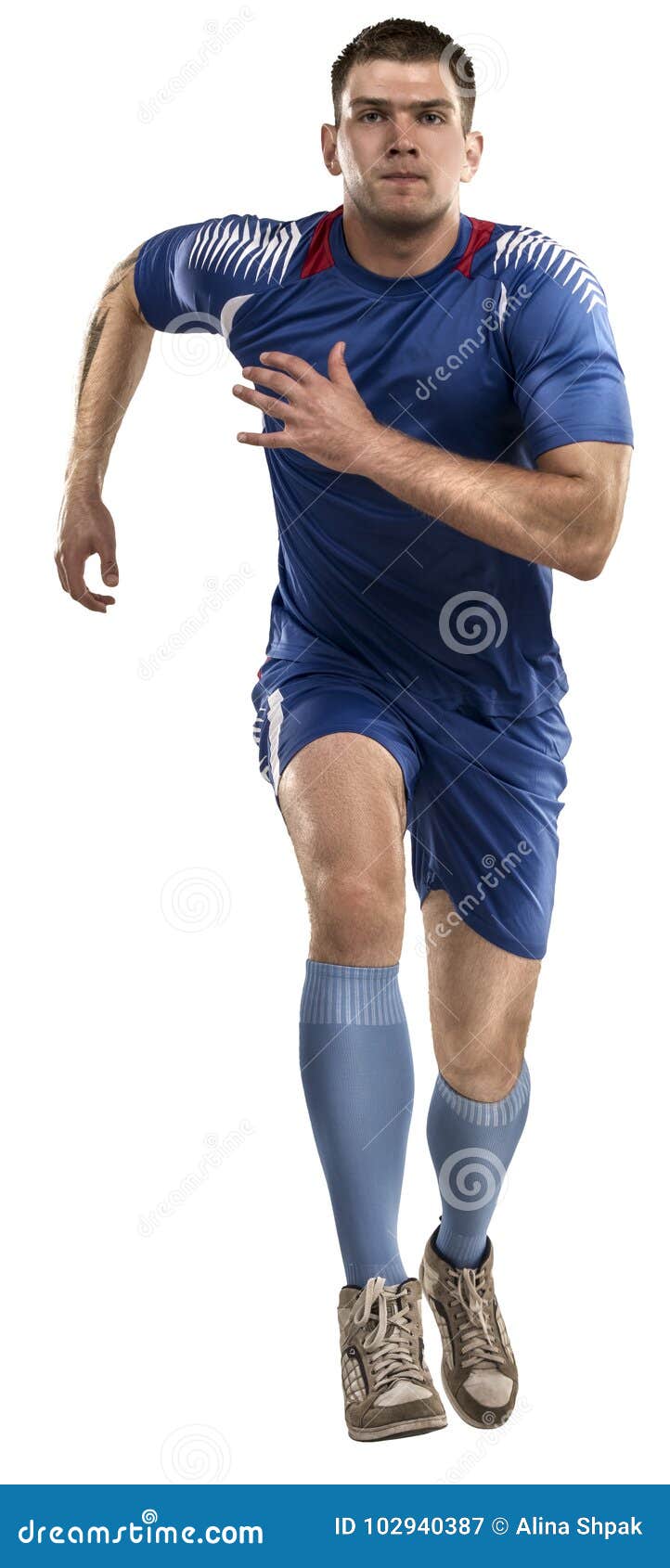 Soccer Player in Action on Isolation Stock Image - Image of football ...