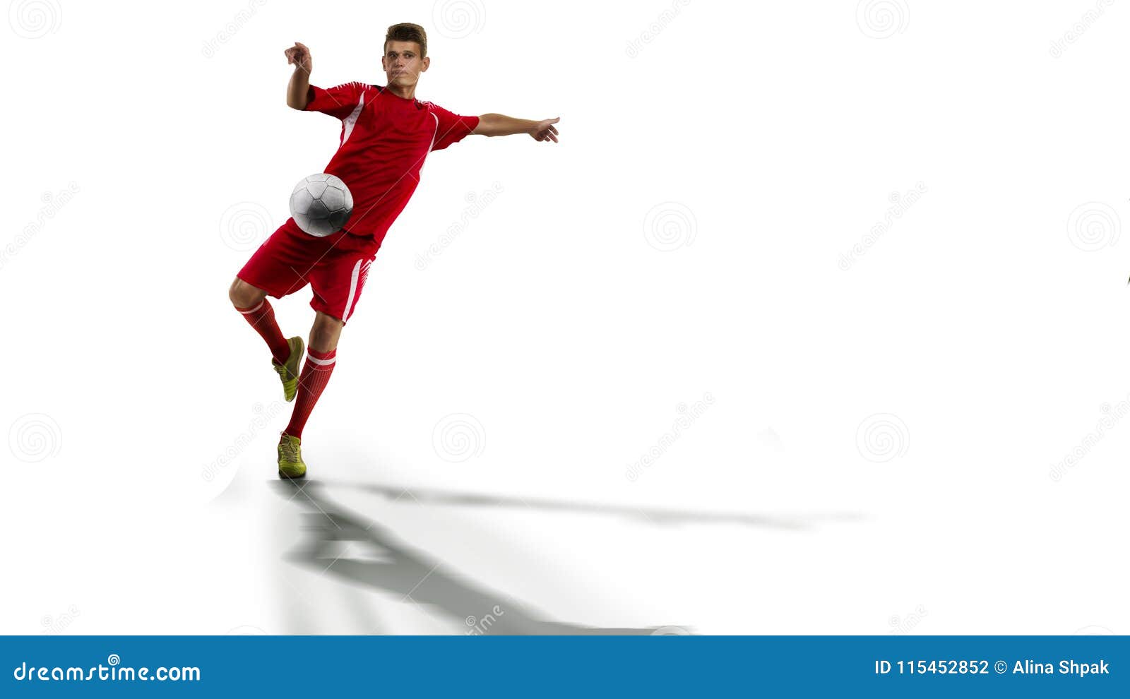 Soccer Player in Action on Isolation Stock Photo - Image of field ...