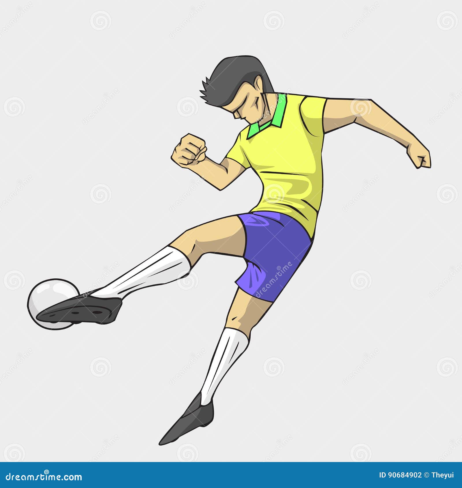 Soccer Player Action Kick the Ball Stock Vector - Illustration of cute ...