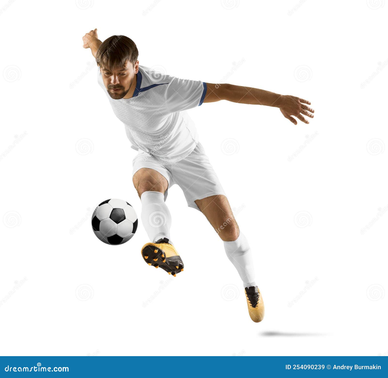 Soccer Player in Action on White Background Stock Image - Image of ...