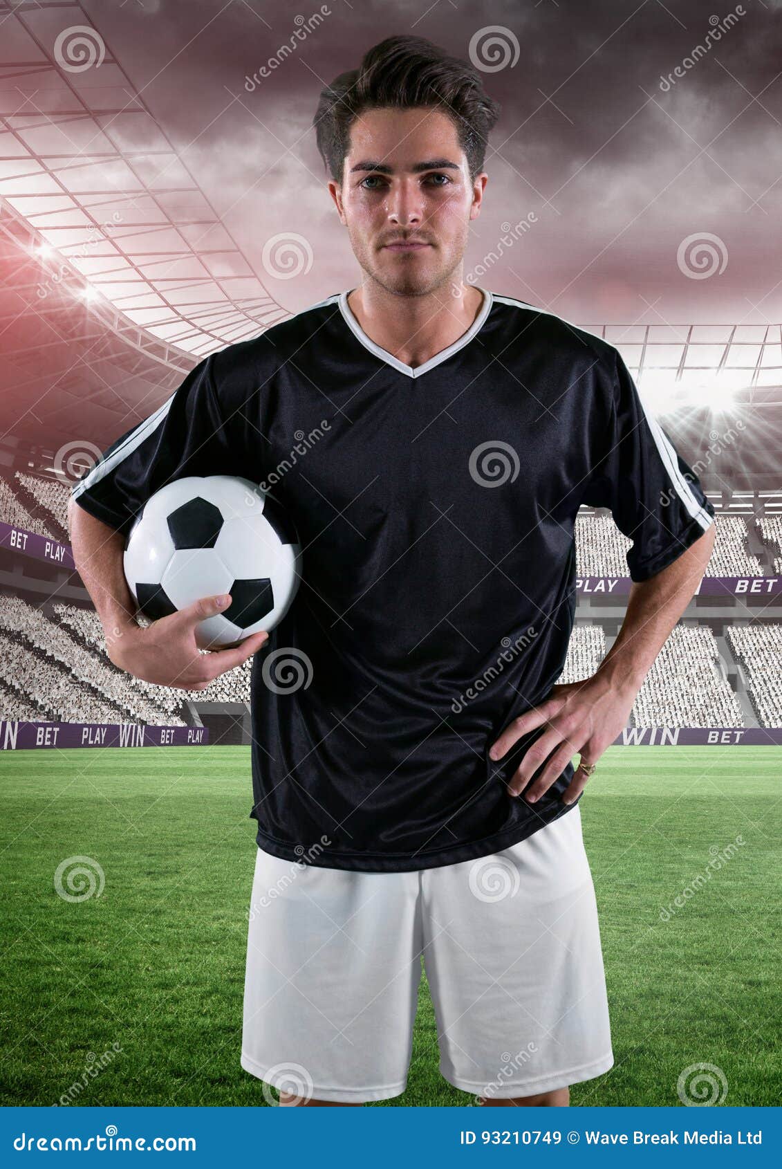 Soccer Player with the Ball on His Arm in the Field Editorial Stock ...