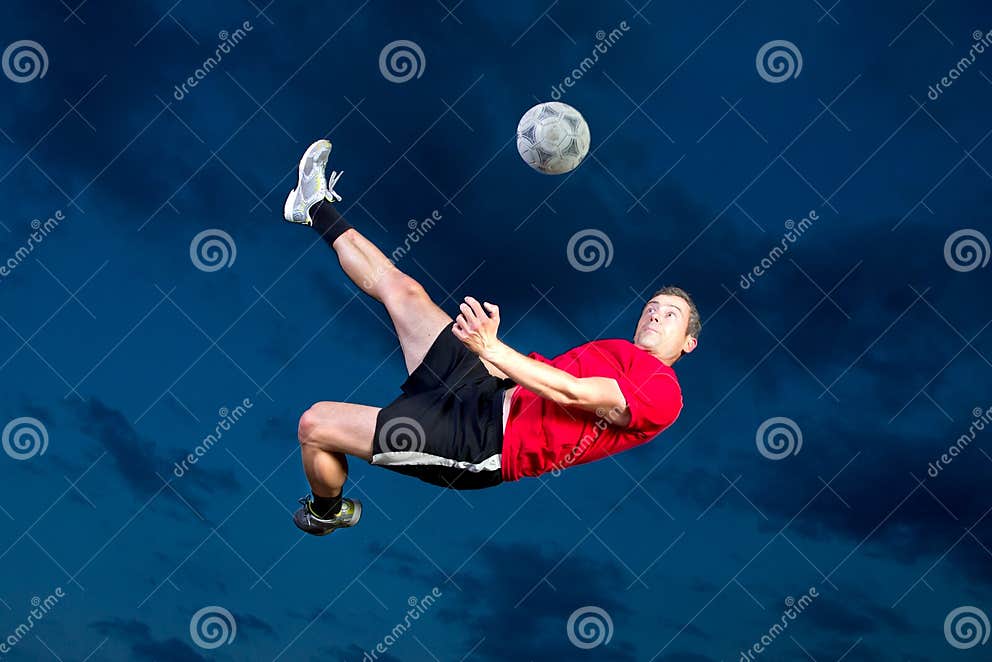 Soccer Player in a Bicycle Kick Stock Image - Image of sports, active ...