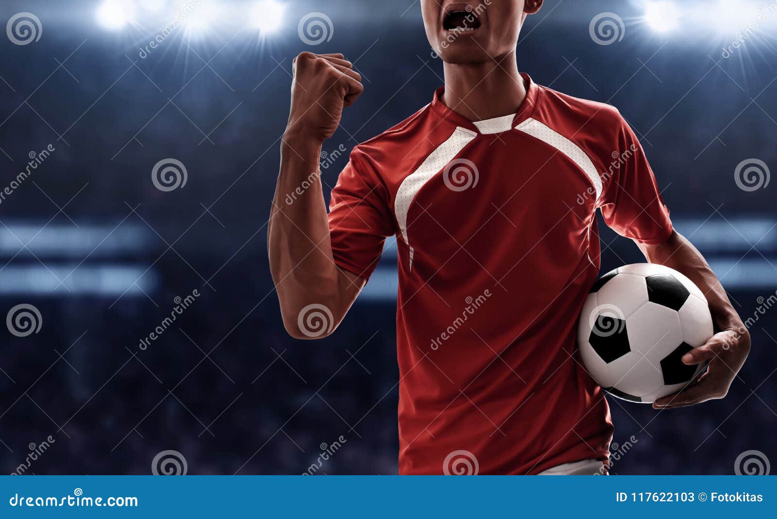 Soccer Player Celebrating on the Fields Stock Image - Image of club ...