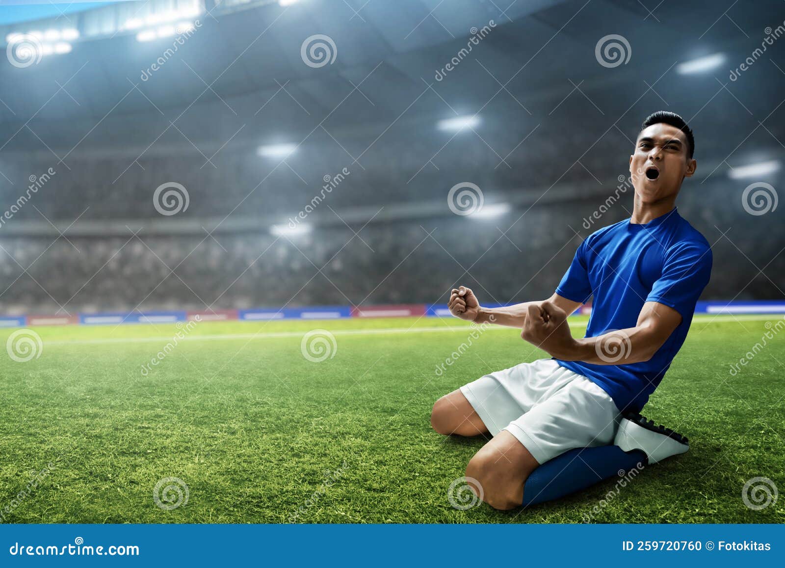 Soccer Player Celebration on the Stadium Stock Photo - Image of light ...