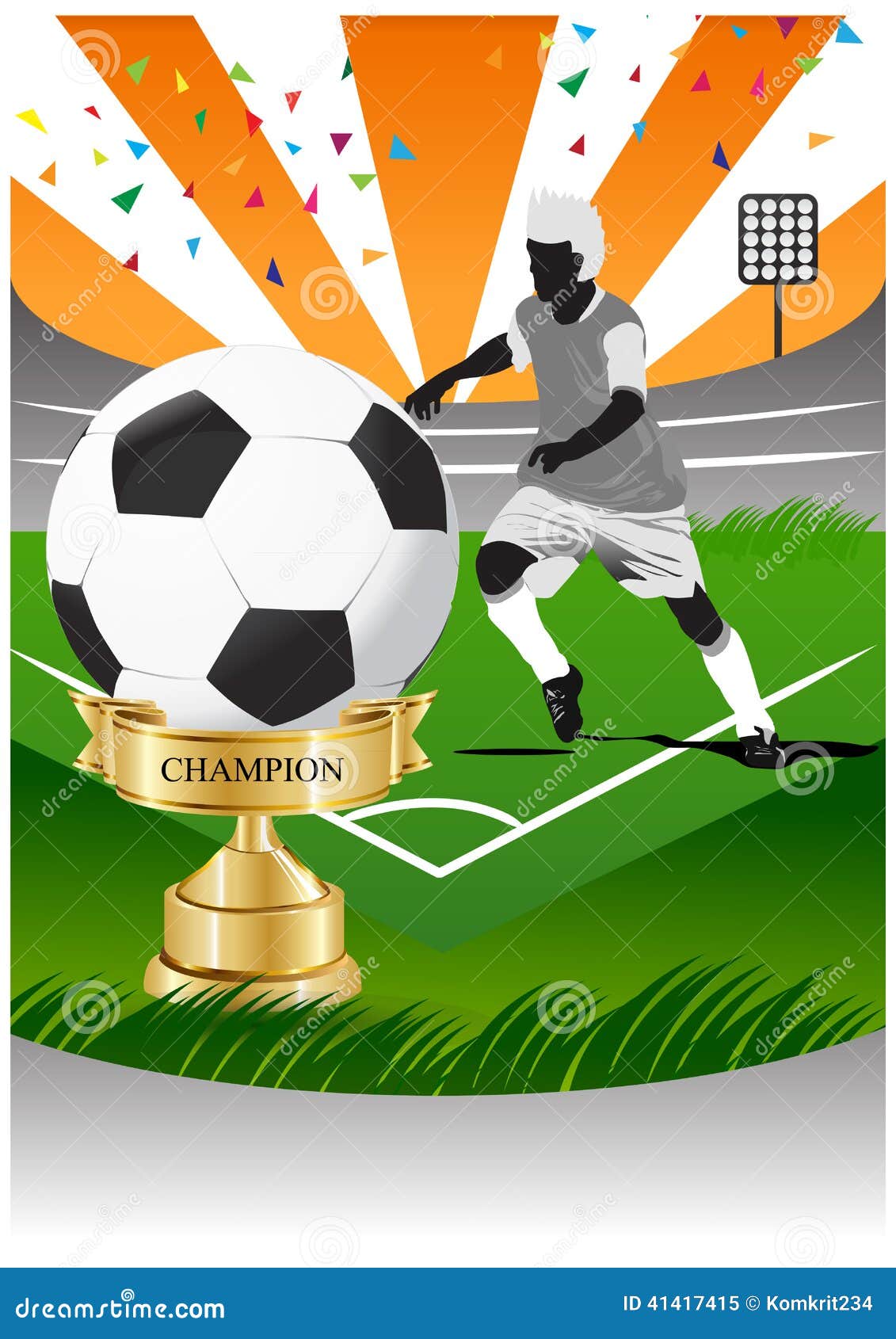 Soccer Player with Gold Cup Champion Stock Vector - Illustration of ...