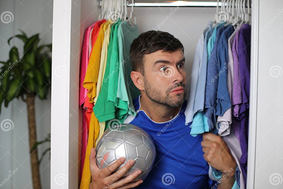 Soccer Player Inside of the Closet Stock Image - Image of coming ...