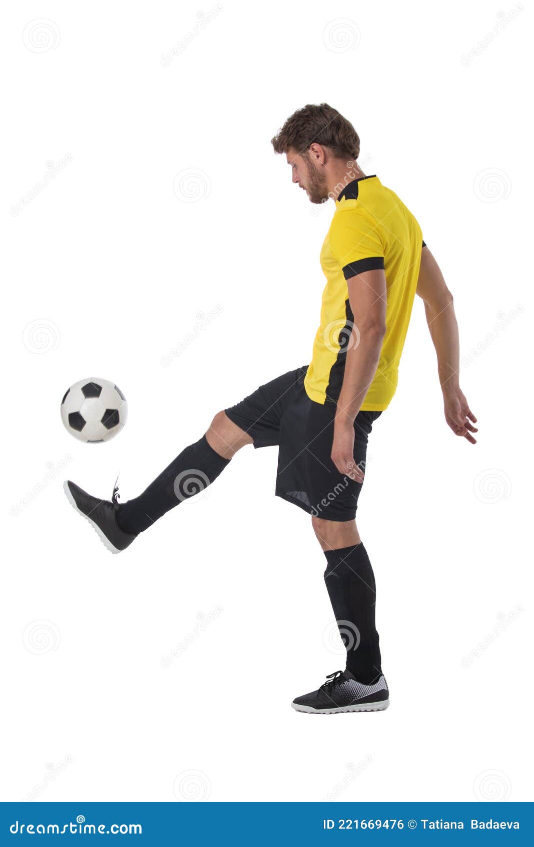 Soccer player kick ball stock photo. Image of activity - 221669476