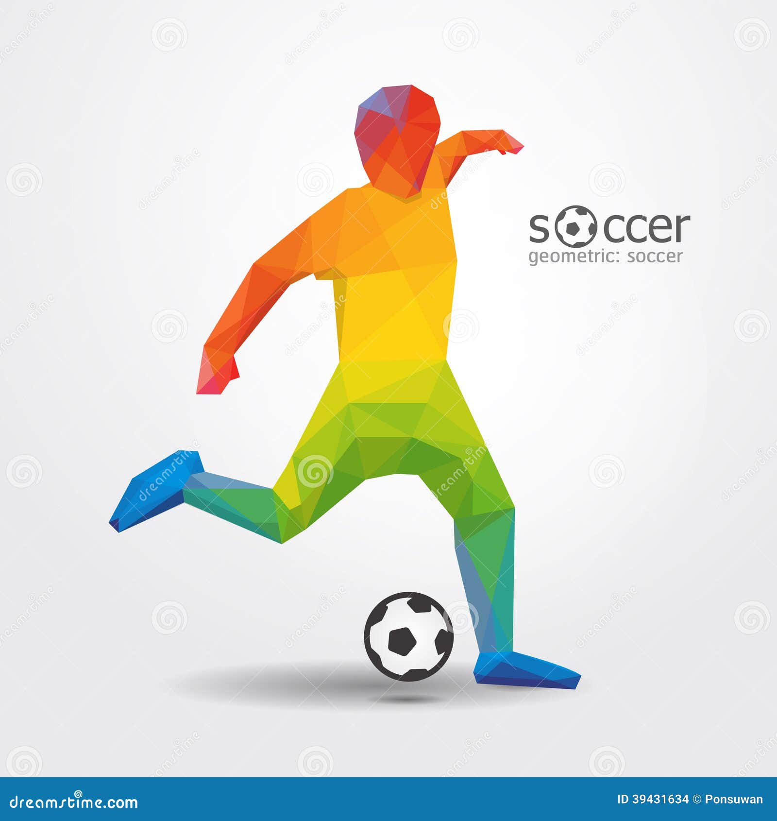 Soccer Player Kick Striker Player Geometric Design Vector. Stock Vector ...