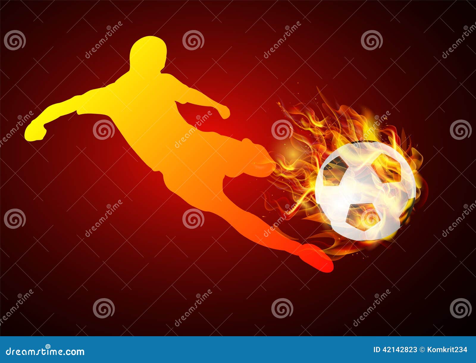 Soccer Player Kicking Ball Fire Stock Illustrations – 52 Soccer Player ...