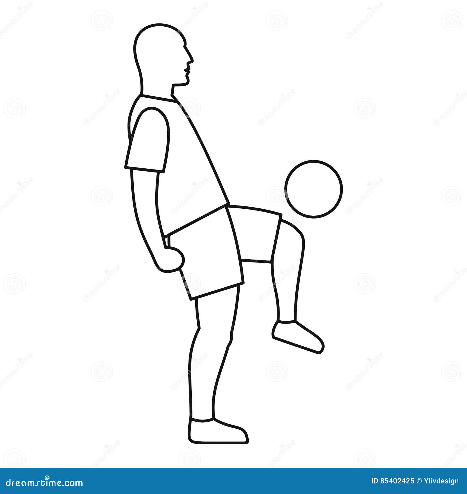 Soccer Player Kicking the Ball Icon, Outline Style Stock Vector ...