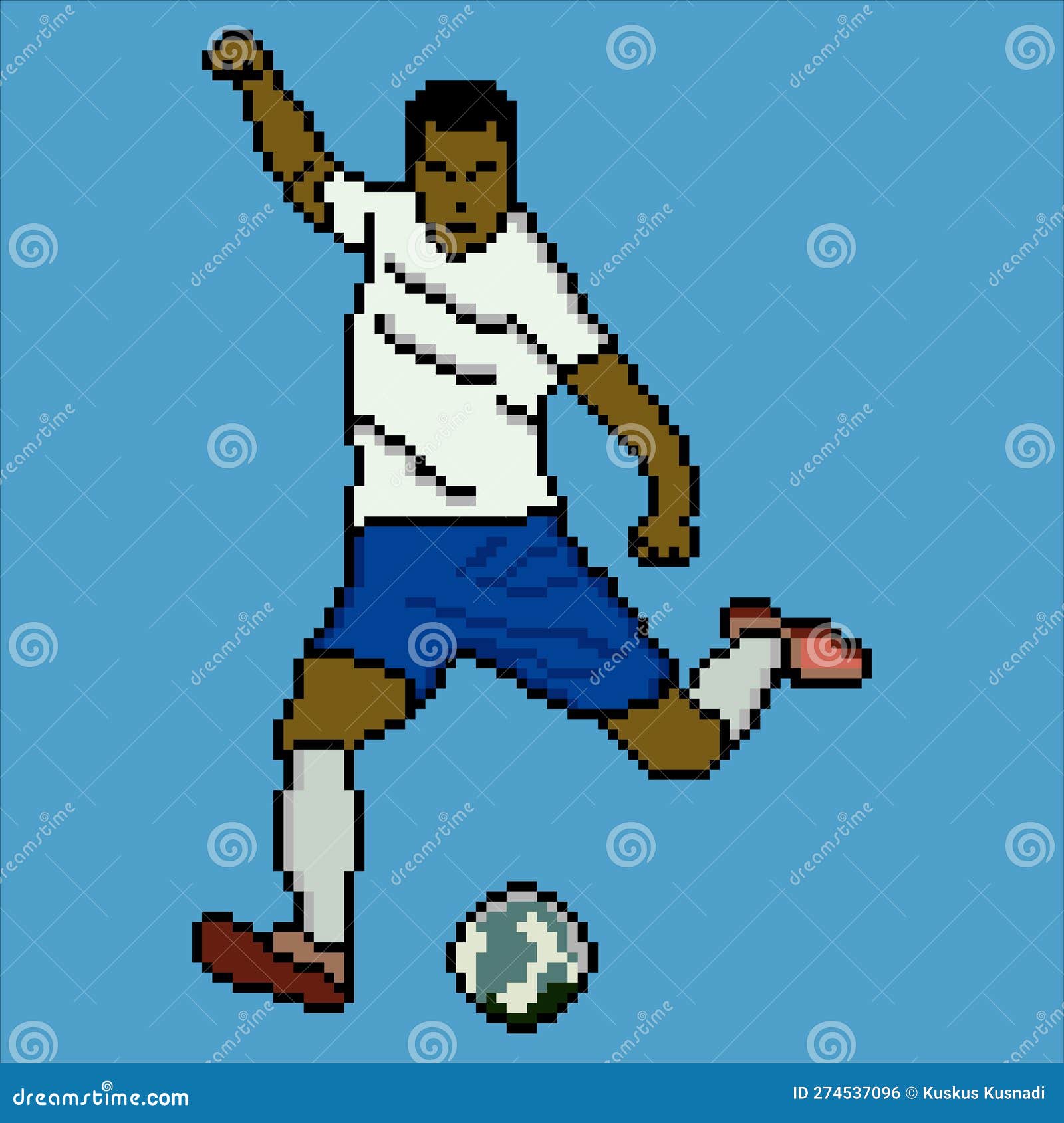 Soccer Player Kicking Ball with Pixel Art Stock Vector - Illustration ...
