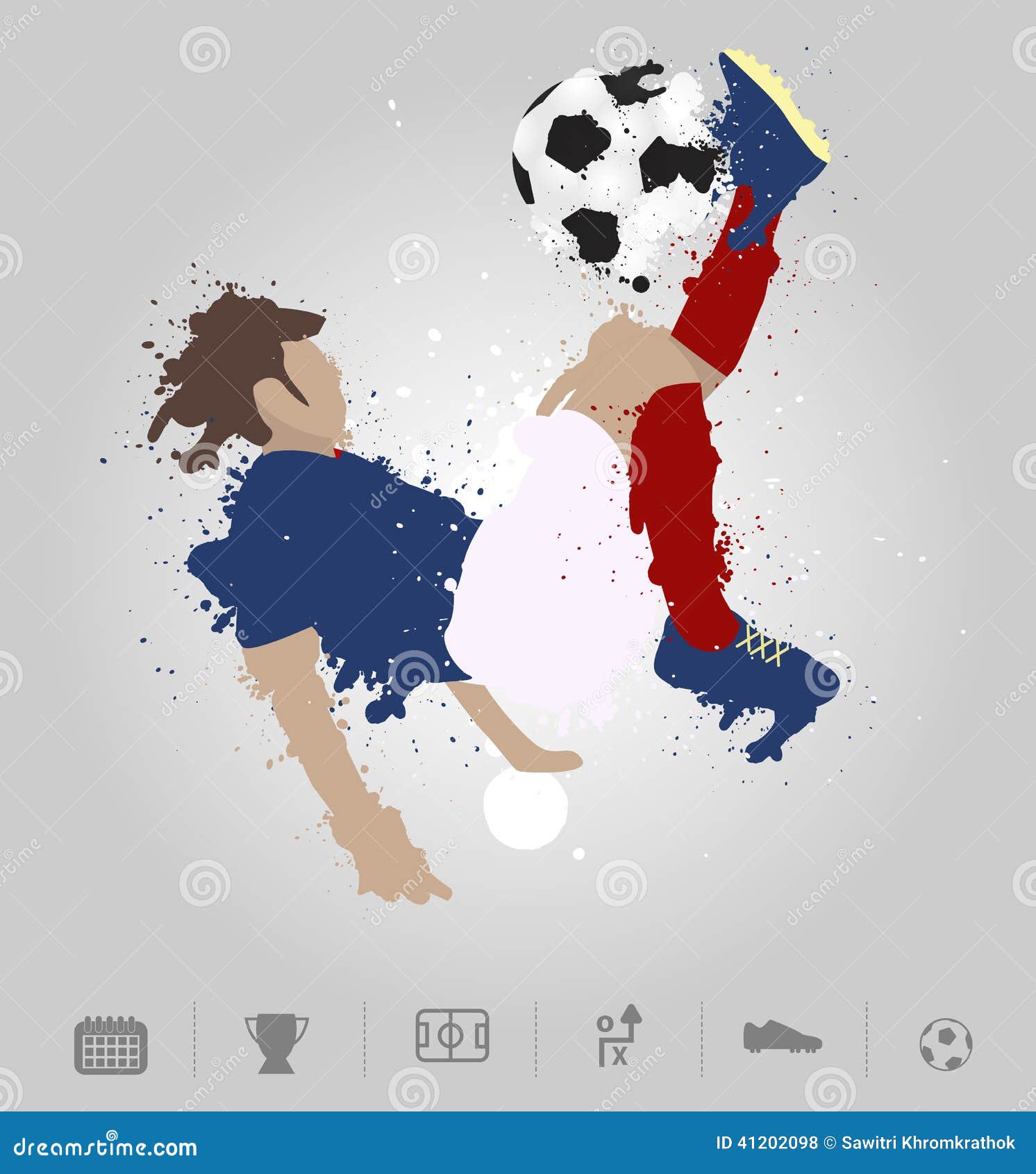 Soccer Player Kicks the Ball with Paint Splatter Design Stock Vector ...