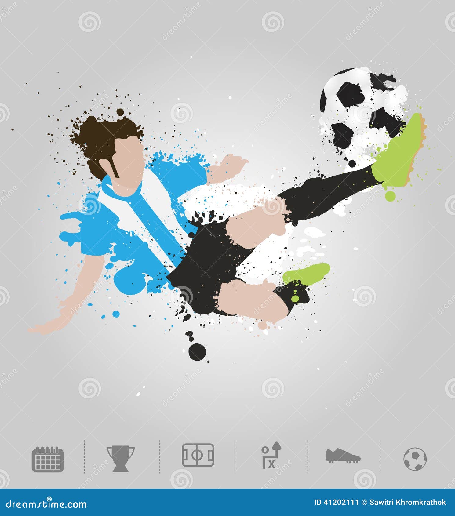 Soccer Player Kicks The Ball With Paint Splatter Design Cartoon Vector ...