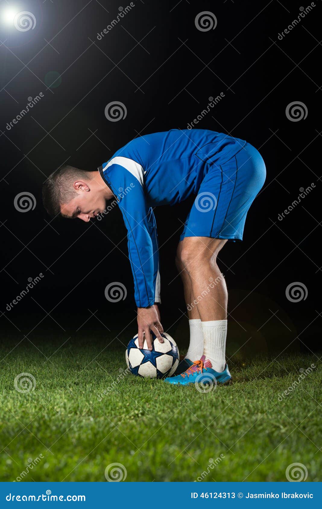 Soccer Player Positions the Ball Stock Image - Image of adult, male ...