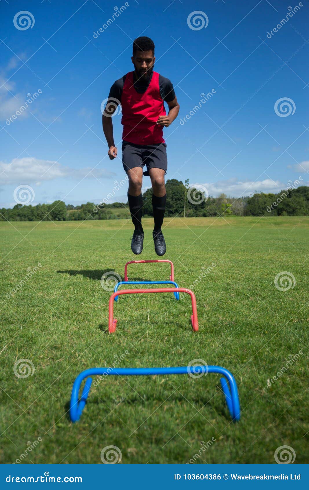 Soccer Player Practicing on Obstacle Stock Photo - Image of outdoors ...