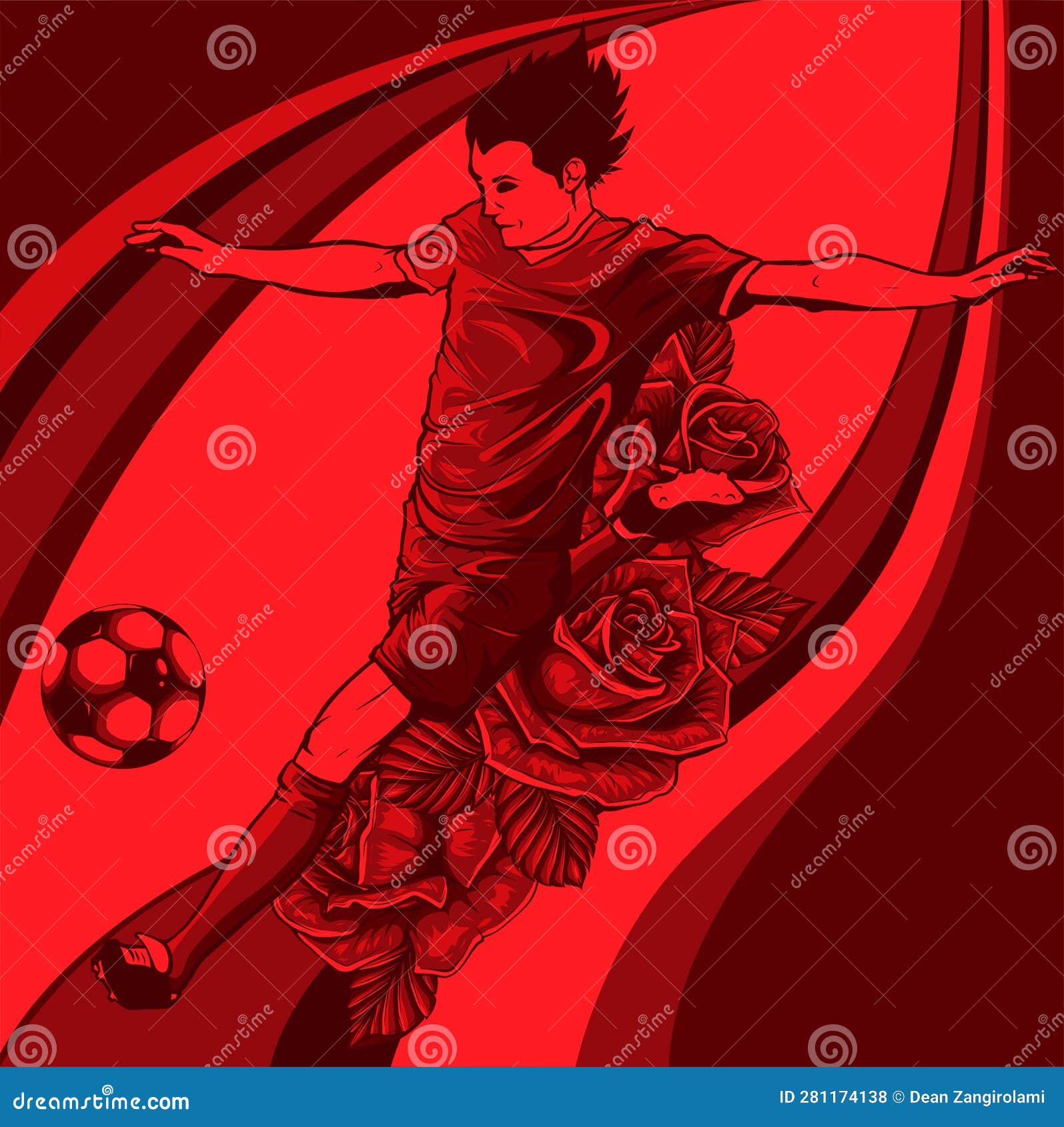 Abstract Soccer Player Quick Shooting a Ball Stock Vector ...