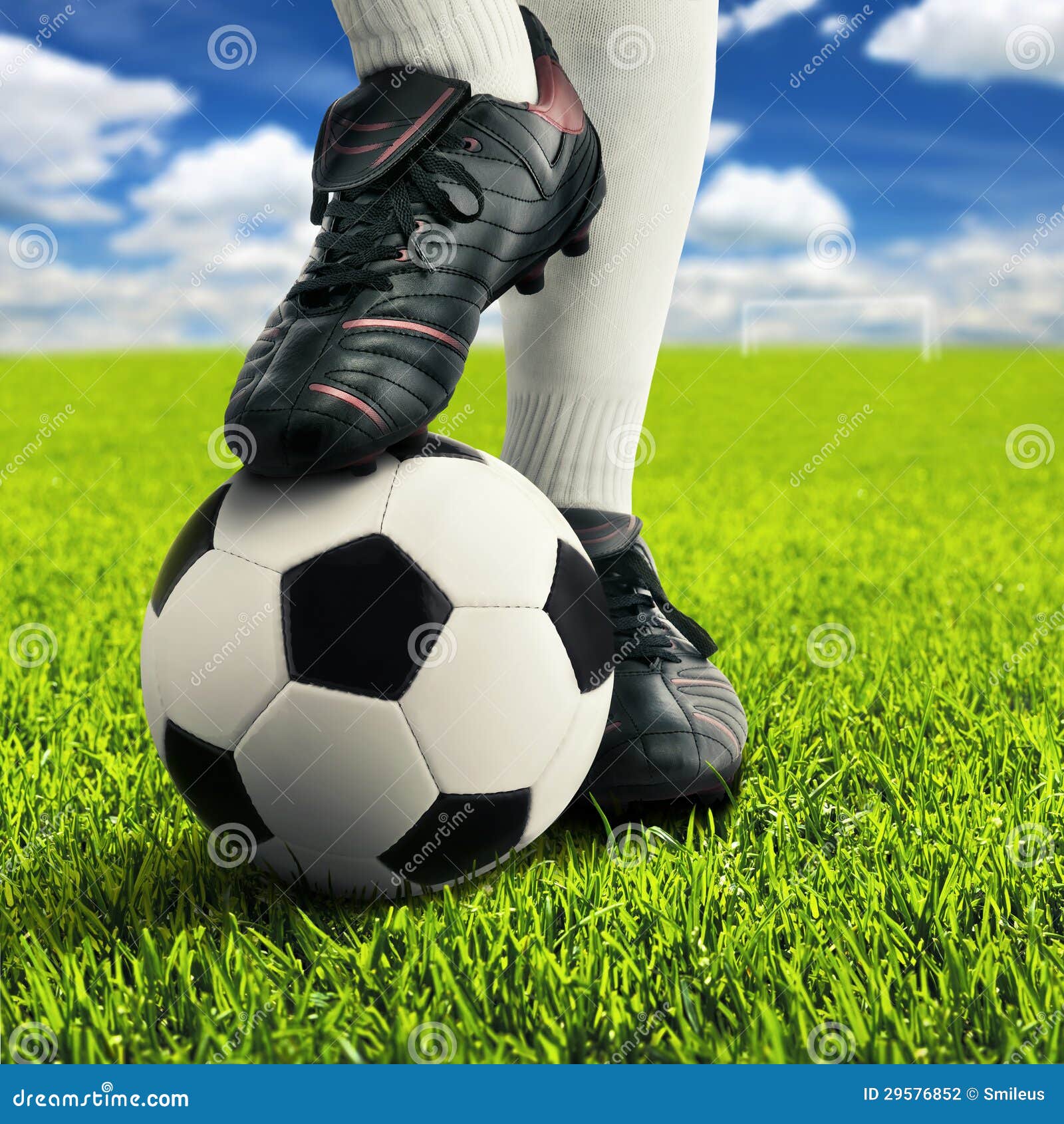 Soccer Player S Feet in Casual Pose Stock Photo - Image of grass, kick ...