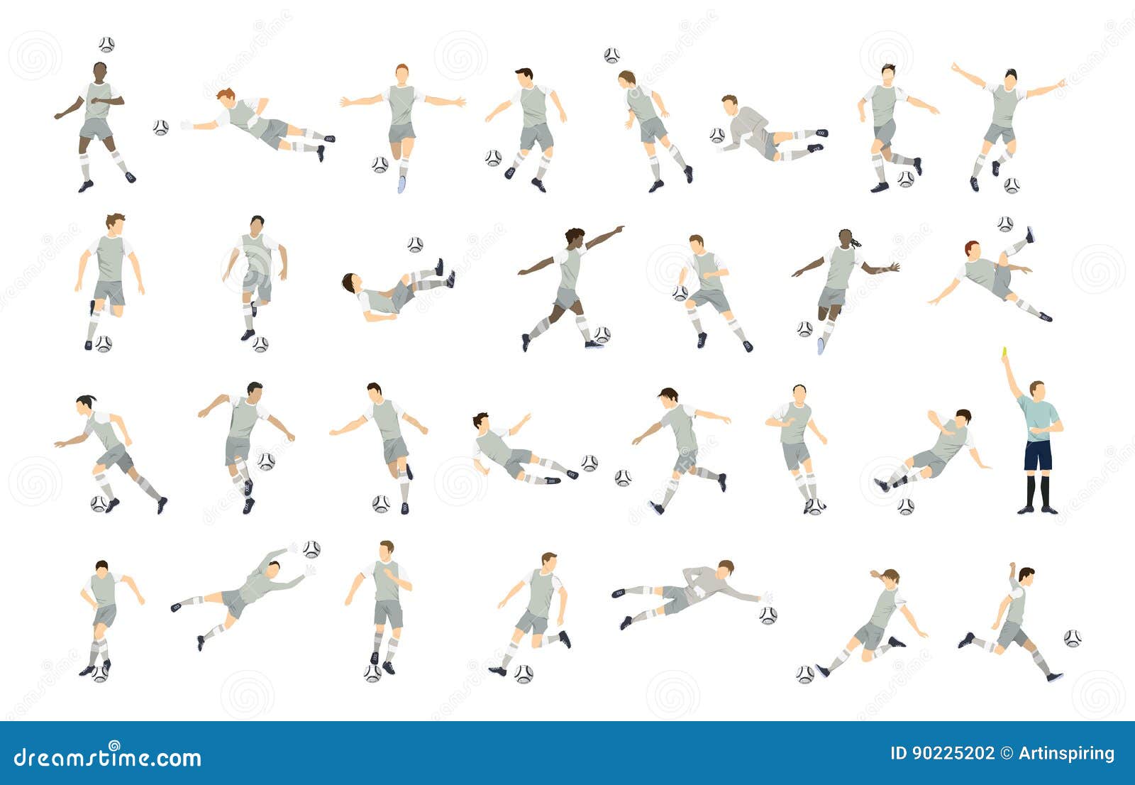 Soccer player set. stock vector. Illustration of dribble - 90225202