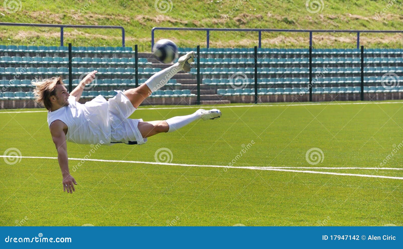 Soccer Player Shooting Ball Stock Photo - Image of football, exercise ...