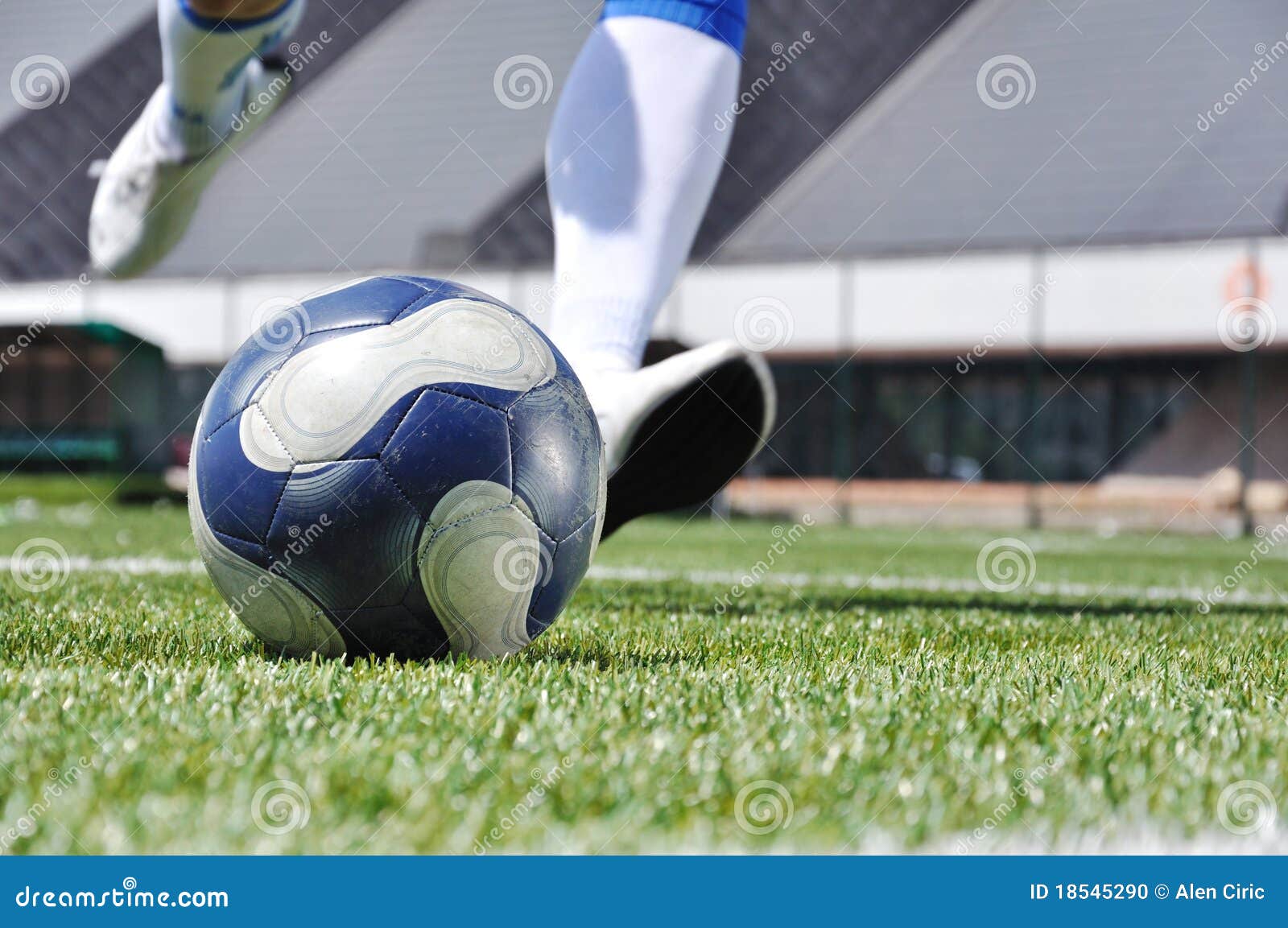 Soccer Player Shooting Ball Stock Photo - Image of soccer, leisure ...