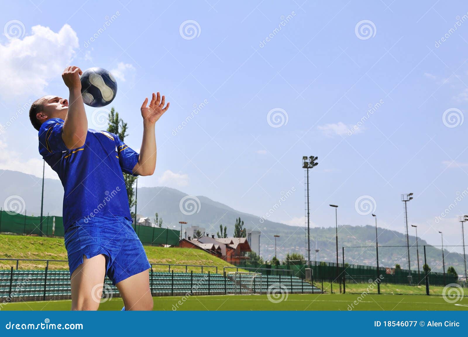 Soccer Player Shooting Ball Stock Image - Image of soccer, grass: 18546077