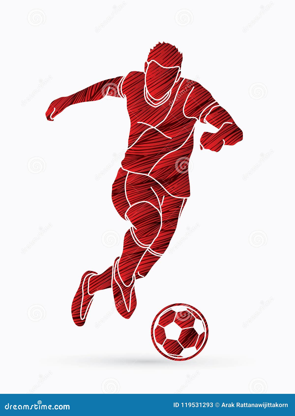 Soccer Player Shooting a Ball Stock Vector - Illustration of brush ...