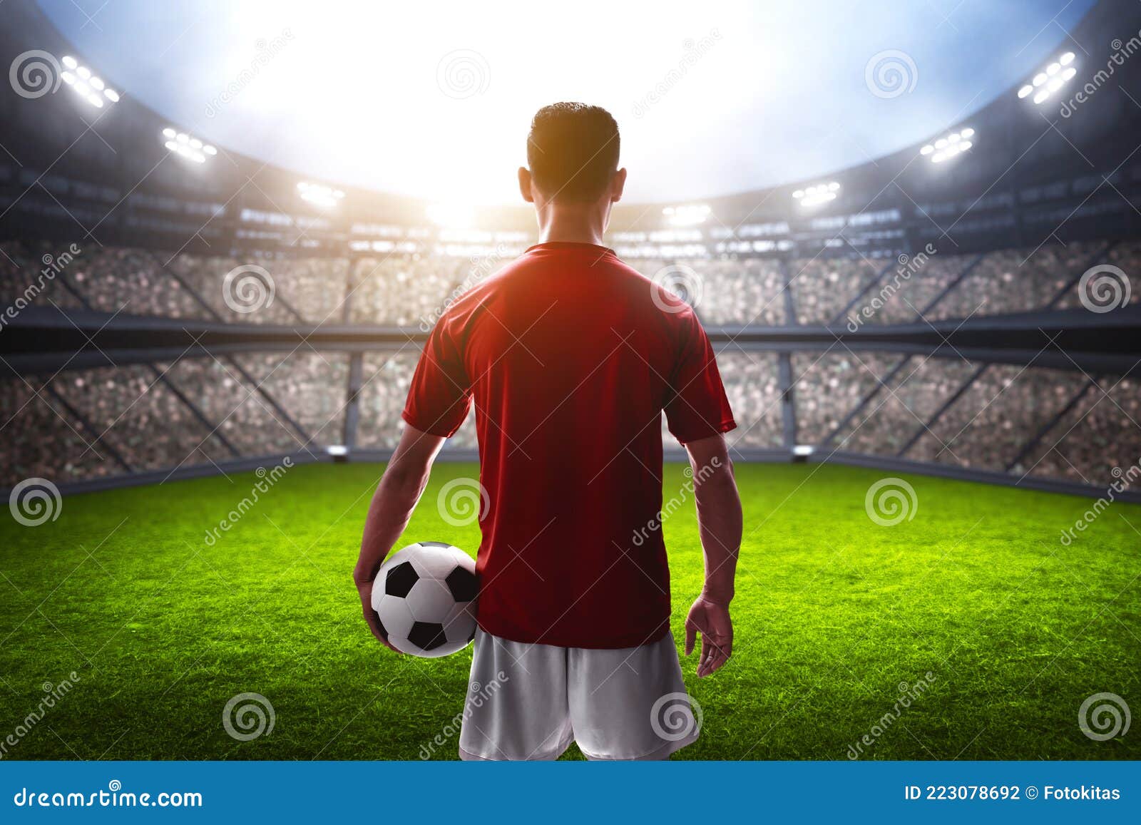 Soccer Player on the Stadium Stock Photo - Image of back, grass: 223078692