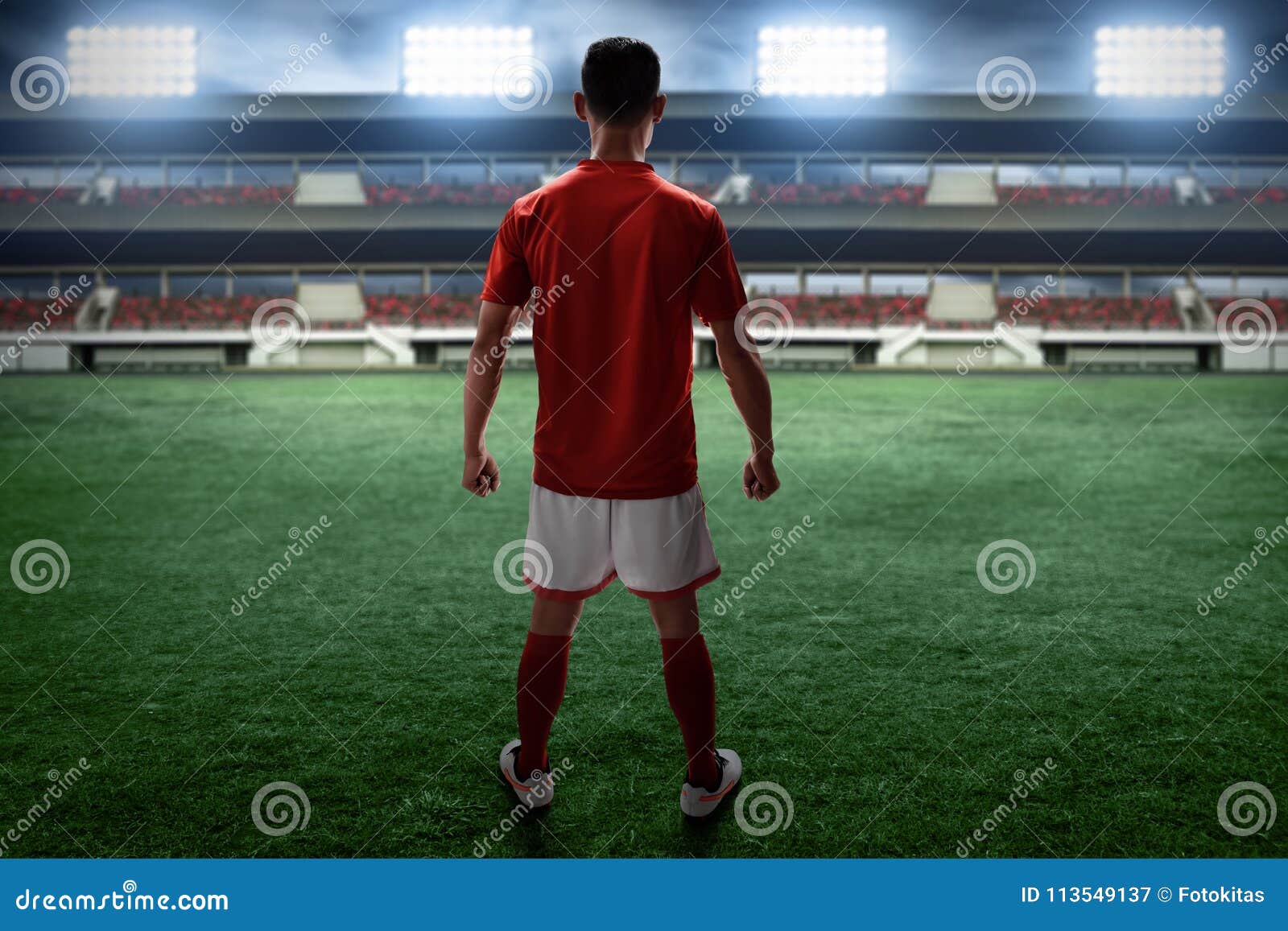 Soccer Player Stand on the Field Stock Image - Image of back ...