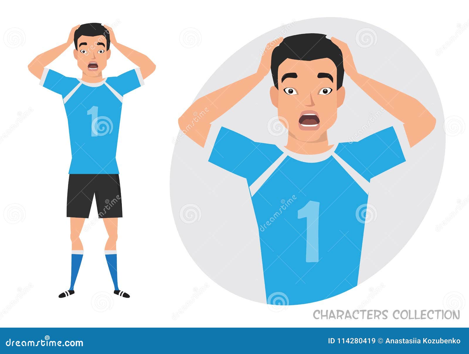 Surprised Shocked Asian Man. Soccer Player. Stock Vector - Illustration ...