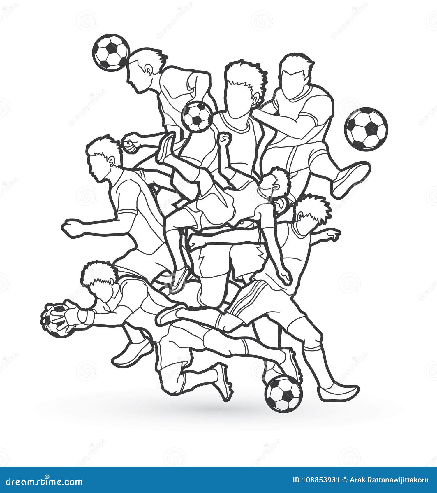 Soccer Player Team Composition Graphic Vector Stock Vector ...