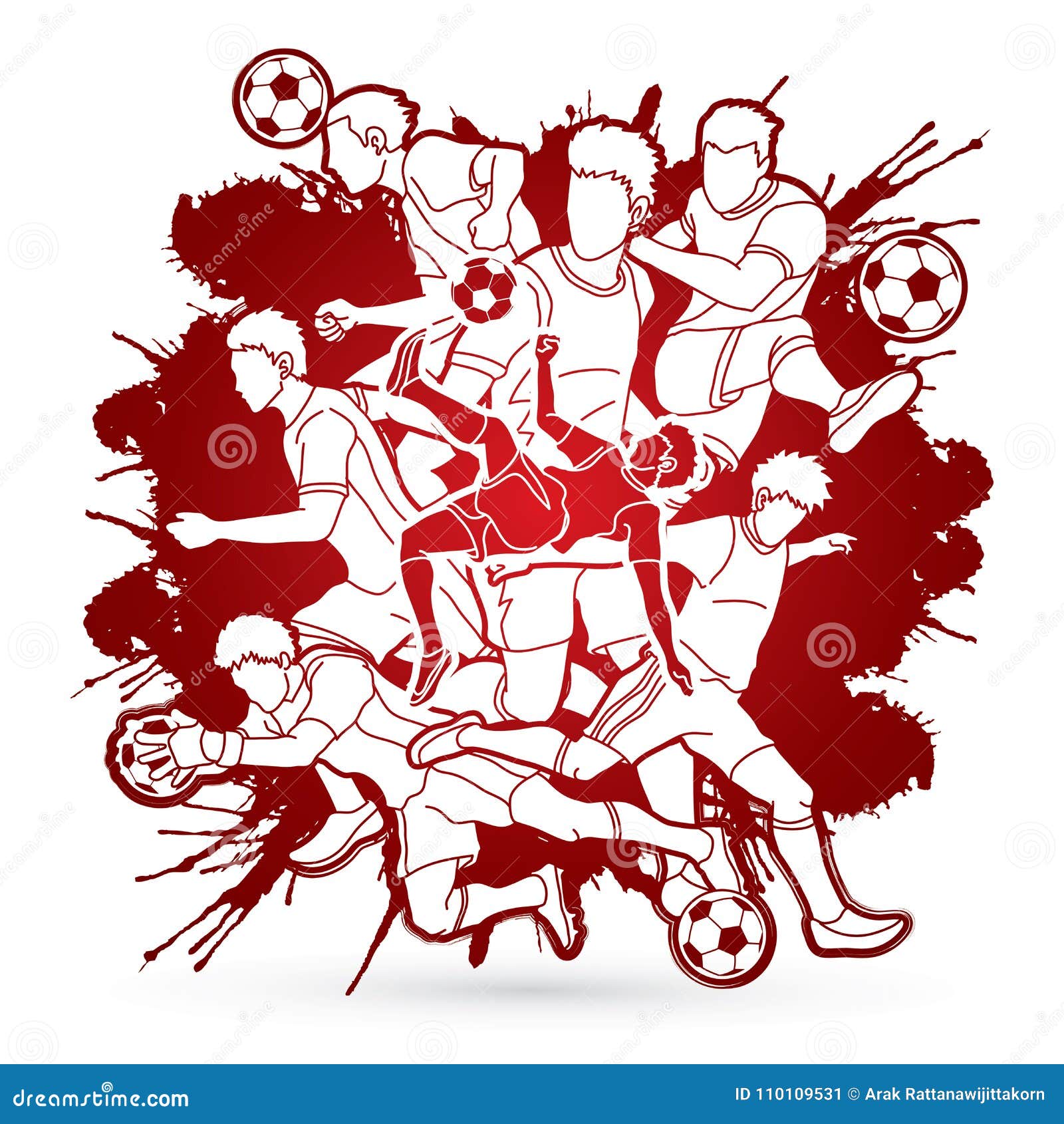 Soccer Player Team Composition Graphic Vector Stock Vector ...