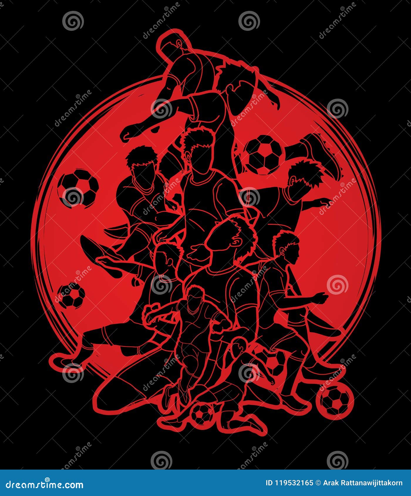 Soccer Player Team Composition Stock Vector - Illustration of ...