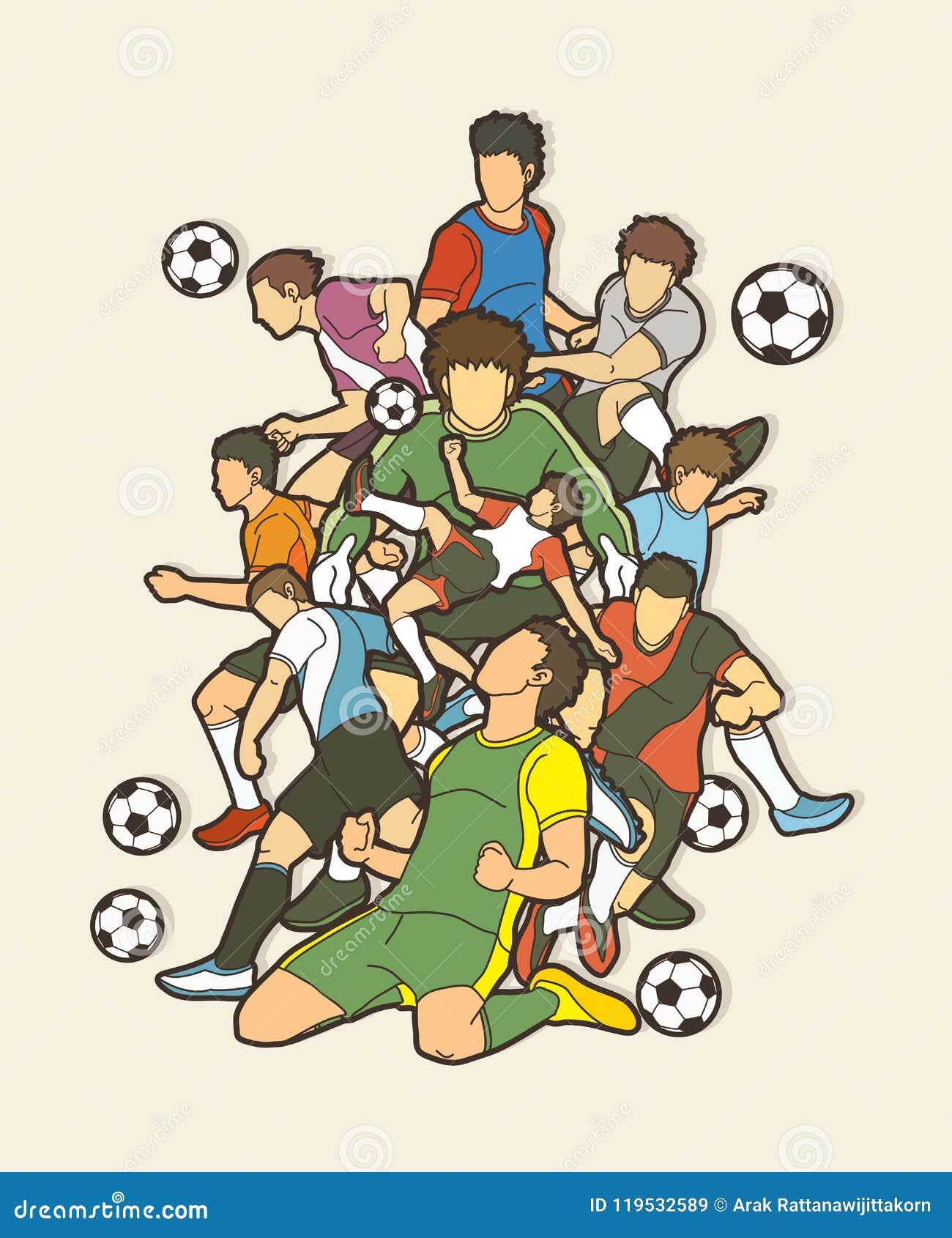 Soccer Player Team Composition Graphic Vector. Stock Vector ...