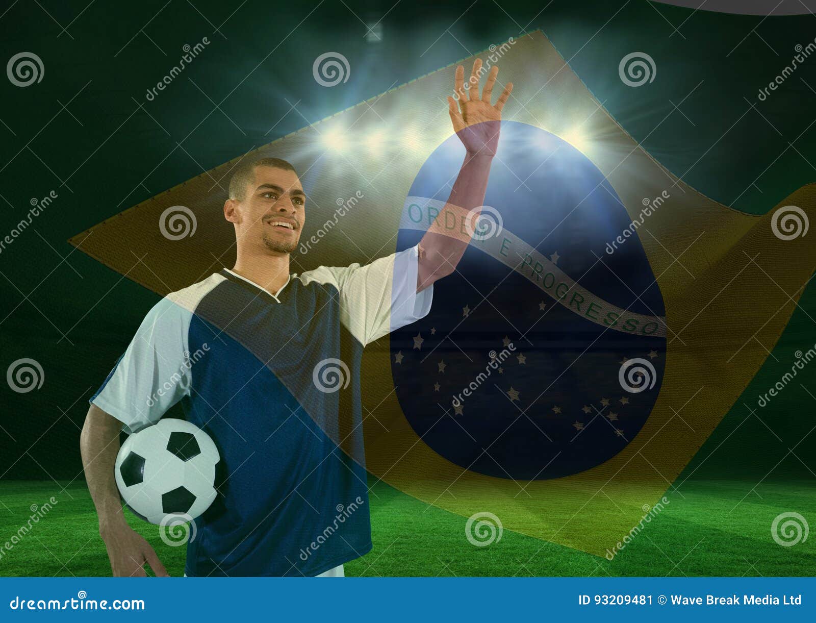 Soccer Player Weaving at the Fans .superimpose with Flag Stock Image ...