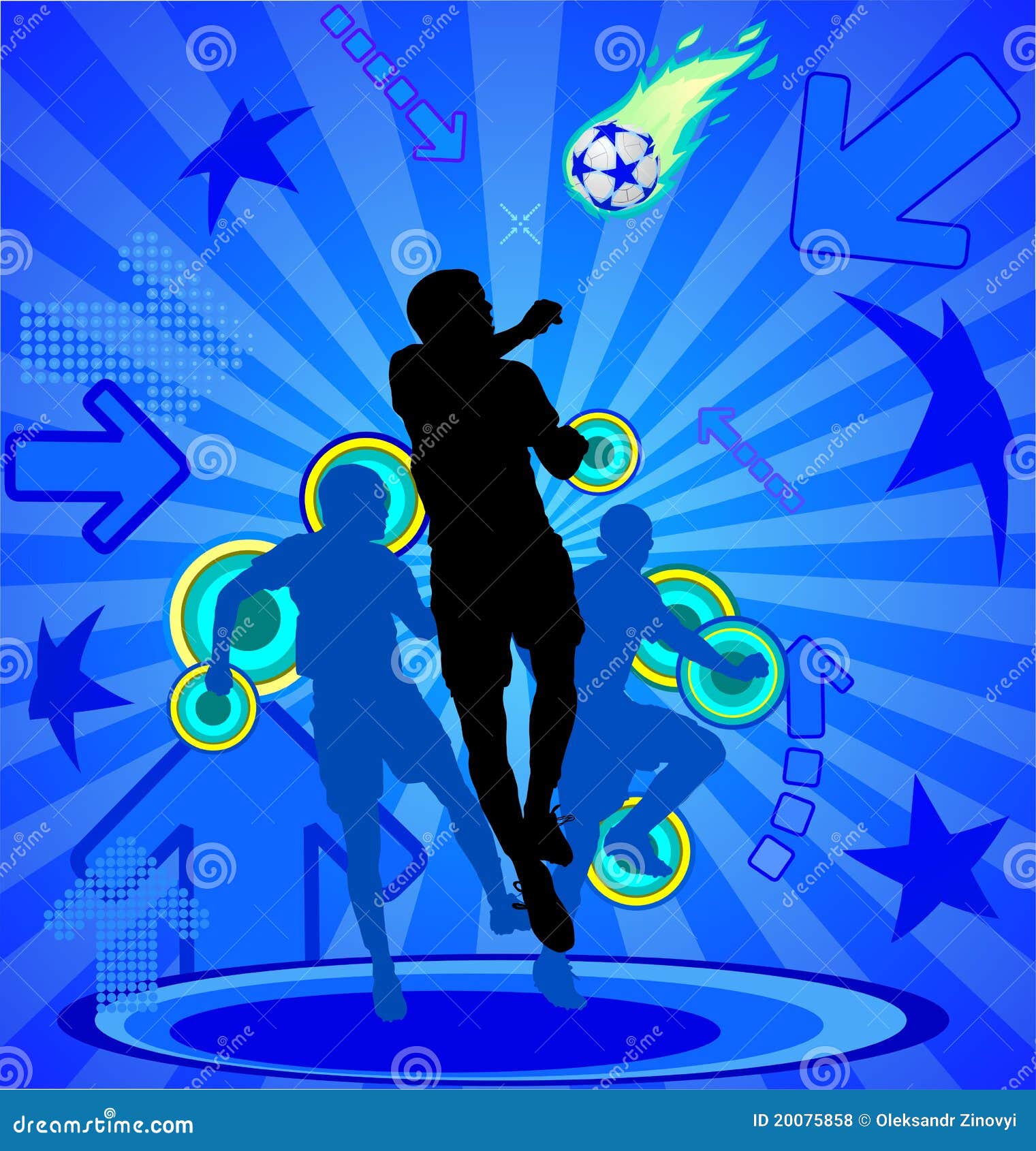 Soccer Players on the Blue Abstract Background Stock Vector ...
