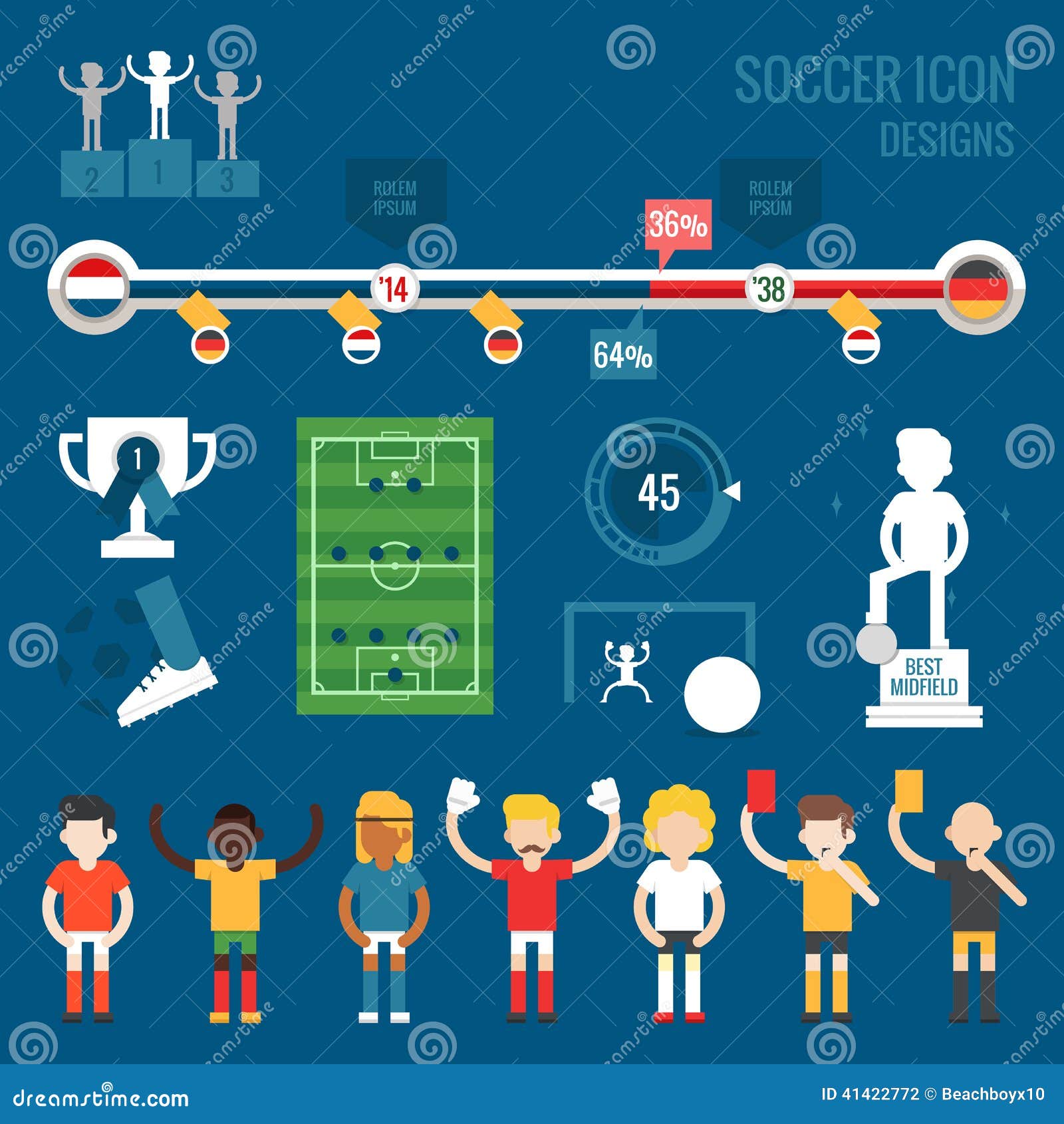 Soccer Players Character and Icons Stock Vector - Illustration of ...