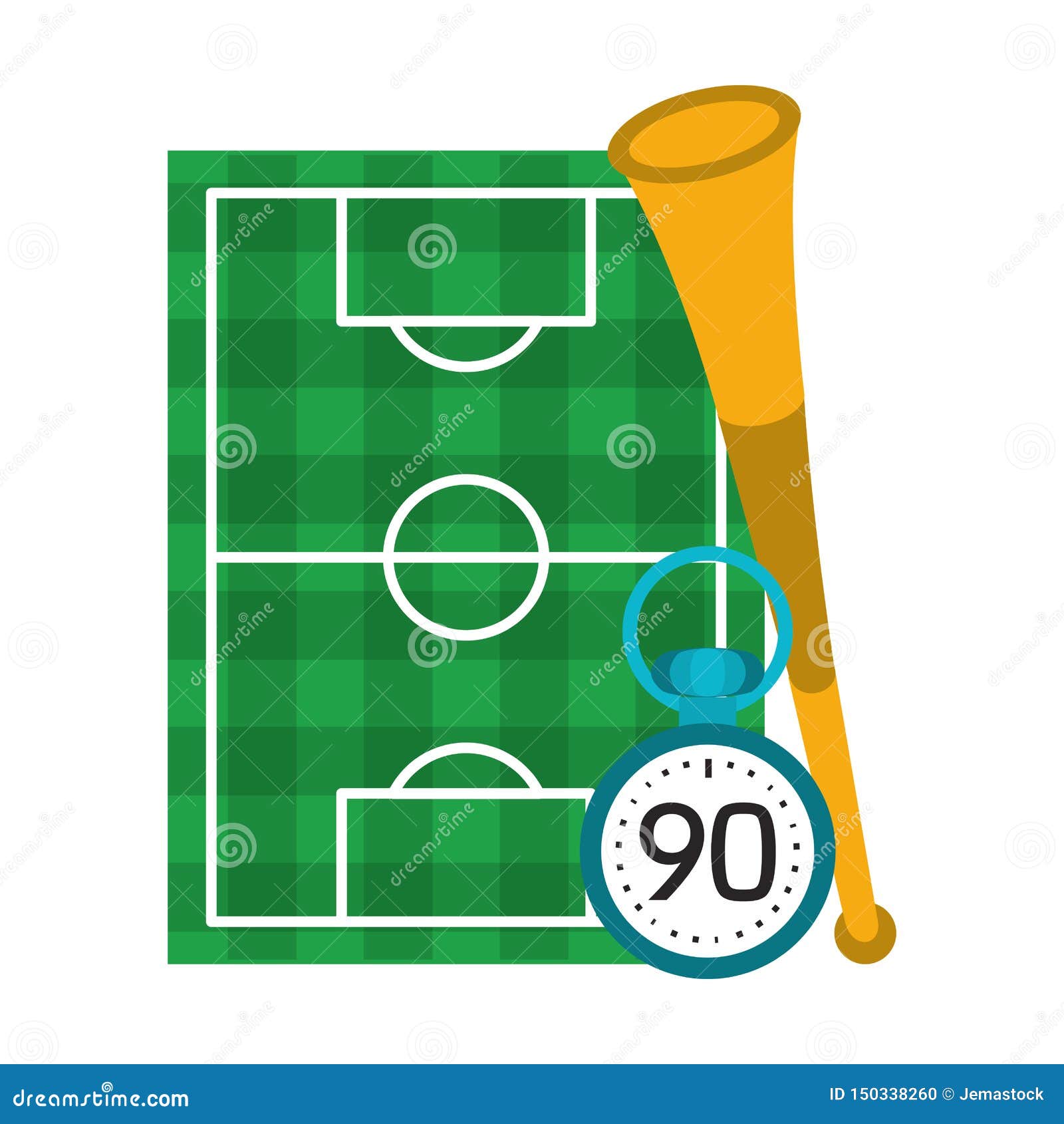 Soccer Playfield with Horn and Timer Symbols Stock Vector ...