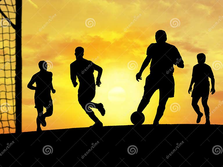 Soccer Playing (Sunset) stock illustration. Illustration of league - 708705