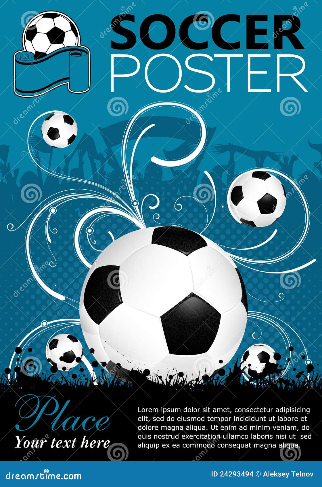 Soccer Poster stock vector. Illustration of flyer, brochure - 24293494