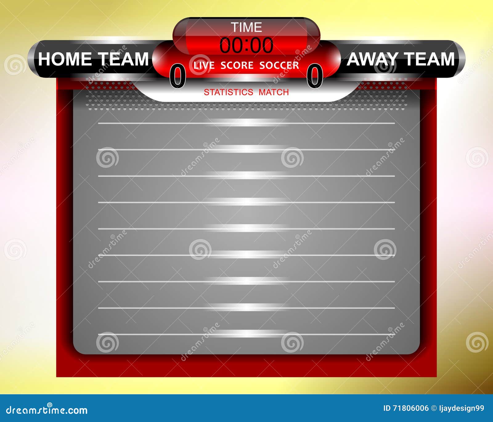 Soccer Red Scoreboard Statistics Match Stock Vector - Illustration of ...