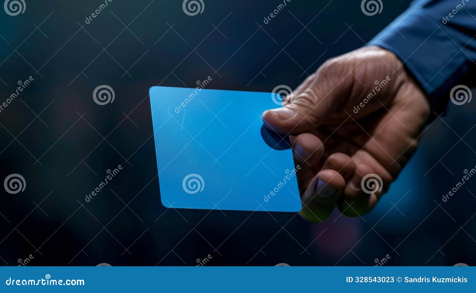 A Soccer Referee Holding a Blue Card. Generative AI. Stock Illustration ...