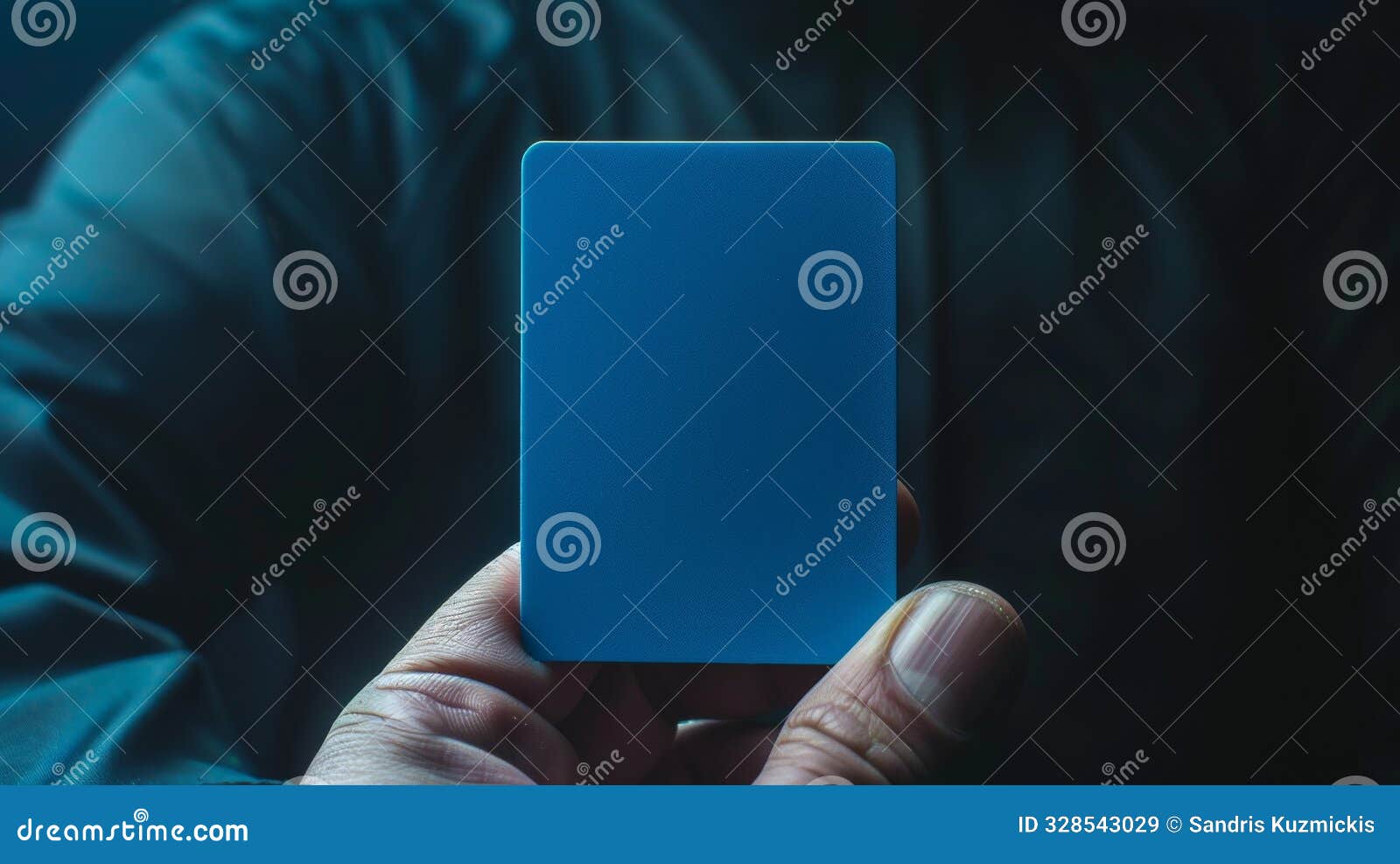 A Soccer Referee Holding a Blue Card. Generative AI. Stock Illustration ...