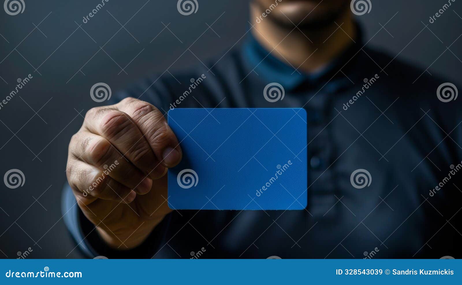 A Soccer Referee Holding a Blue Card. Generative AI. Stock Illustration ...