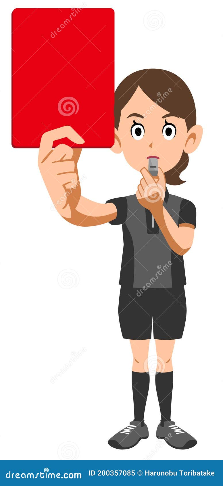 Soccer Referee Woman Showing a Red Card Stock Vector - Illustration of ...