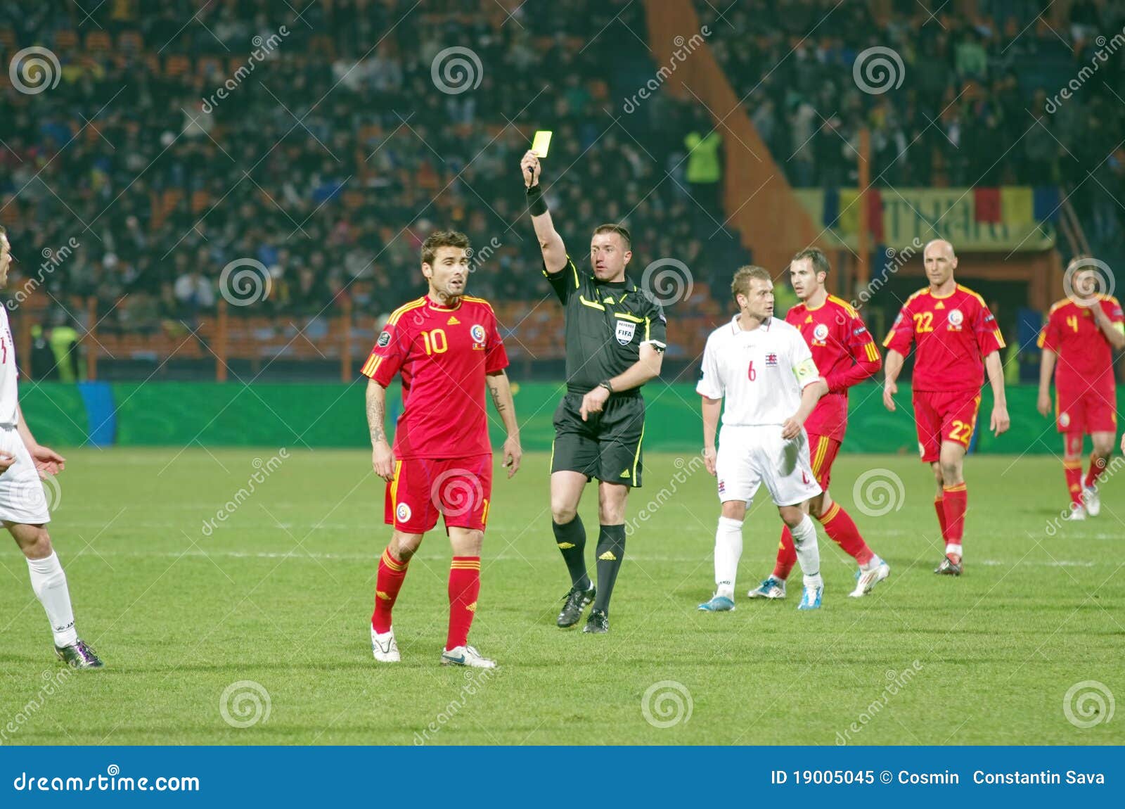 Soccer Referee with Yellow Card Editorial Image - Image of fields ...
