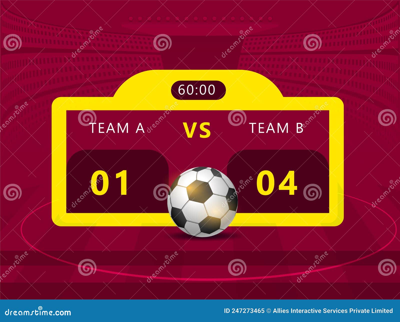 Soccer Scoreboard Template on Red Stadium Stock Illustration ...