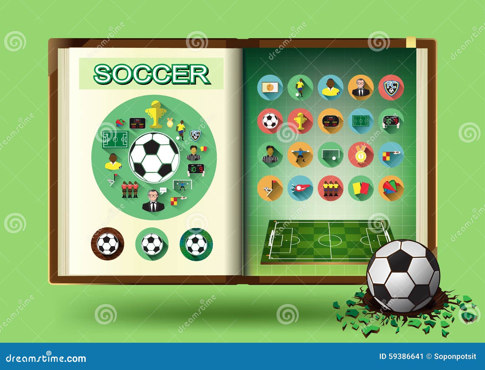 Soccer Set on Notebook Page Vector Illustration Stock Vector ...