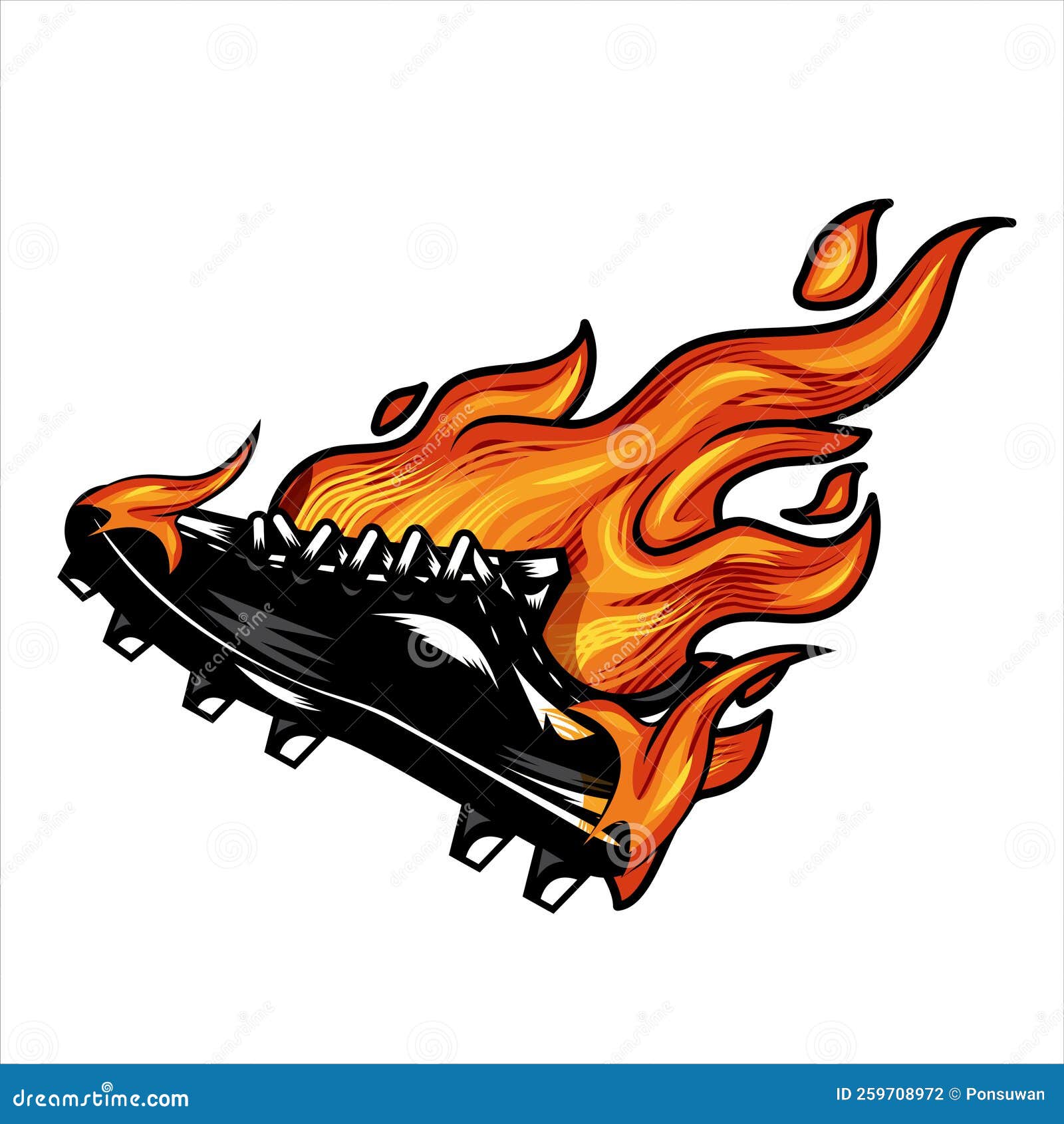 Soccer Shoe on Fire Vector Illustration Stock Vector - Illustration of ...
