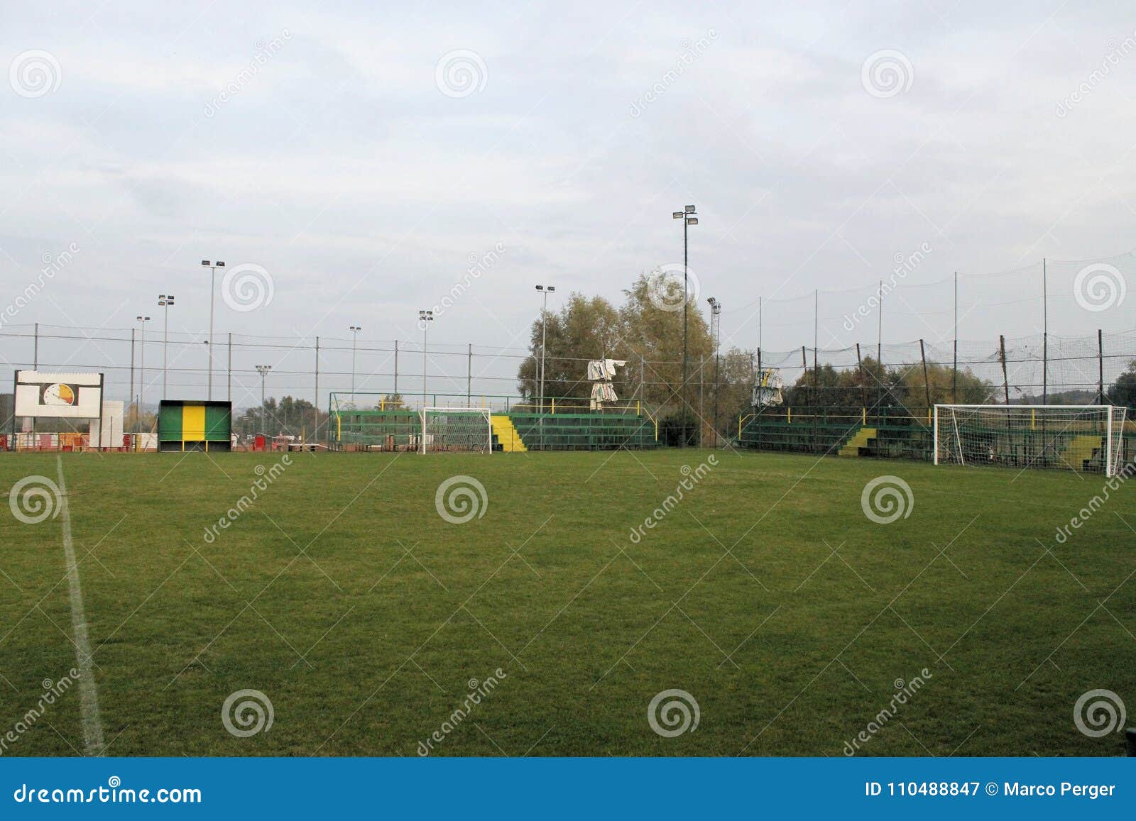 Soccer stock image. Image of light, football, empty - 110488847